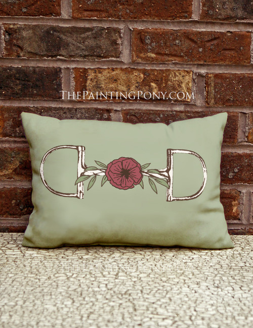 Floral Horse Bit Equestrian Accent Pillow - The Painting Pony