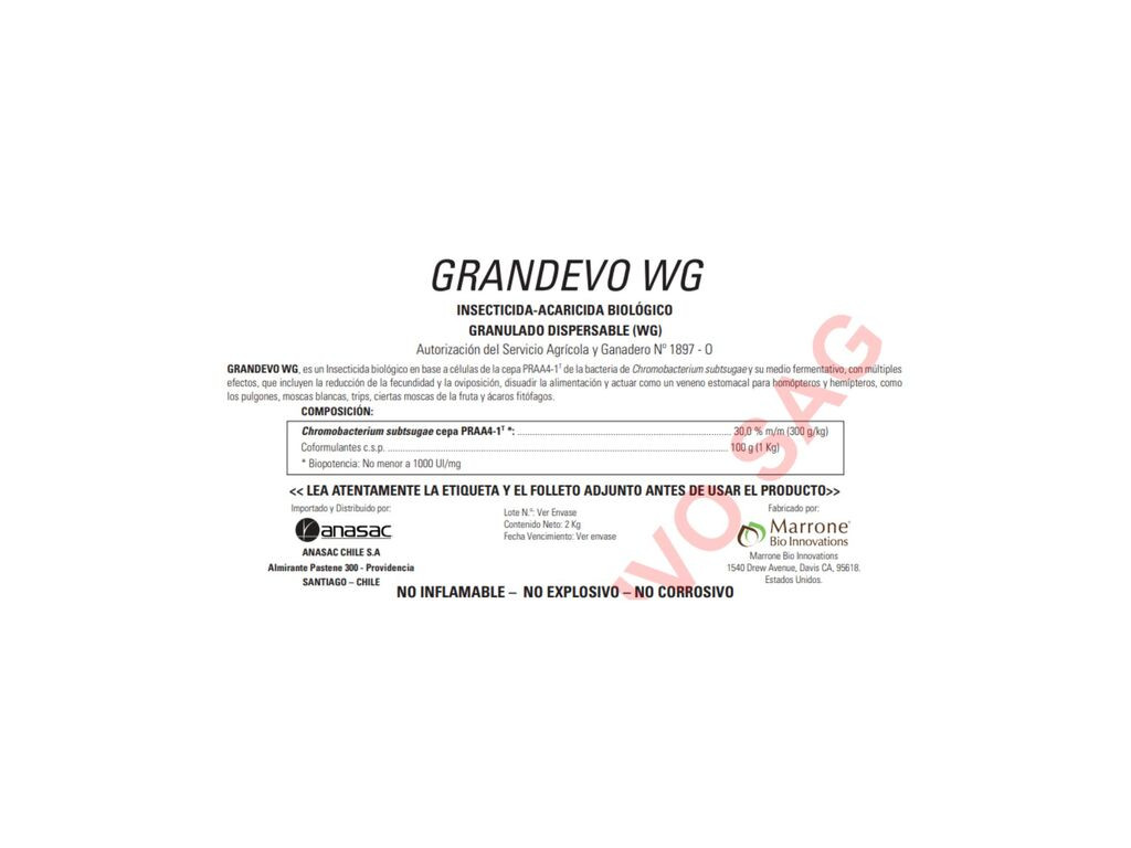 Insecticida Acaricida Anasac Grandevo WG 2kg | Doble Acción Copeval