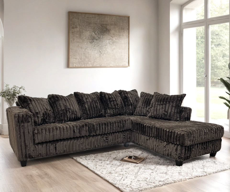 LEVITA Chocolate Corduroy 107" x 80" Sectional - CB Furniture