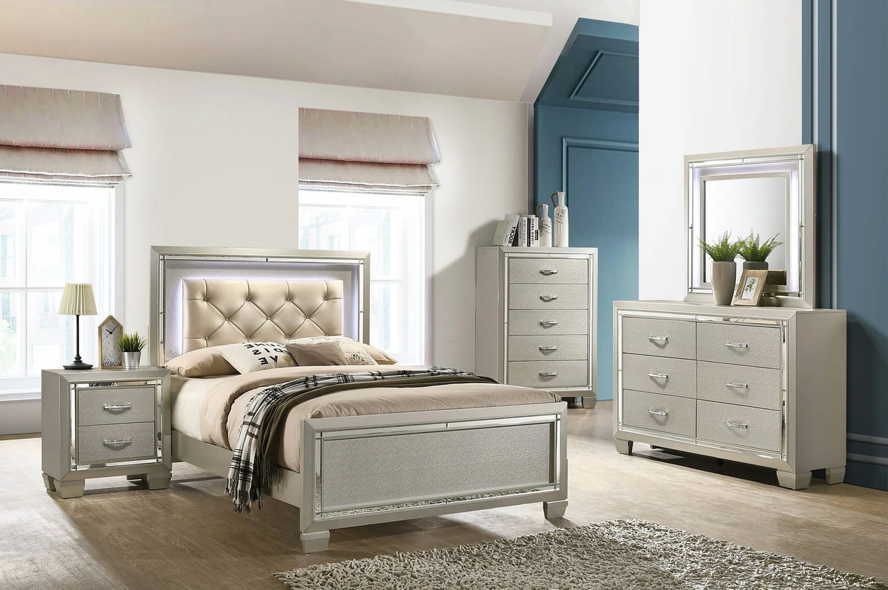 GIORGIA Champagne Lighted YOUTH Platform Bedroom Set - CB Furniture