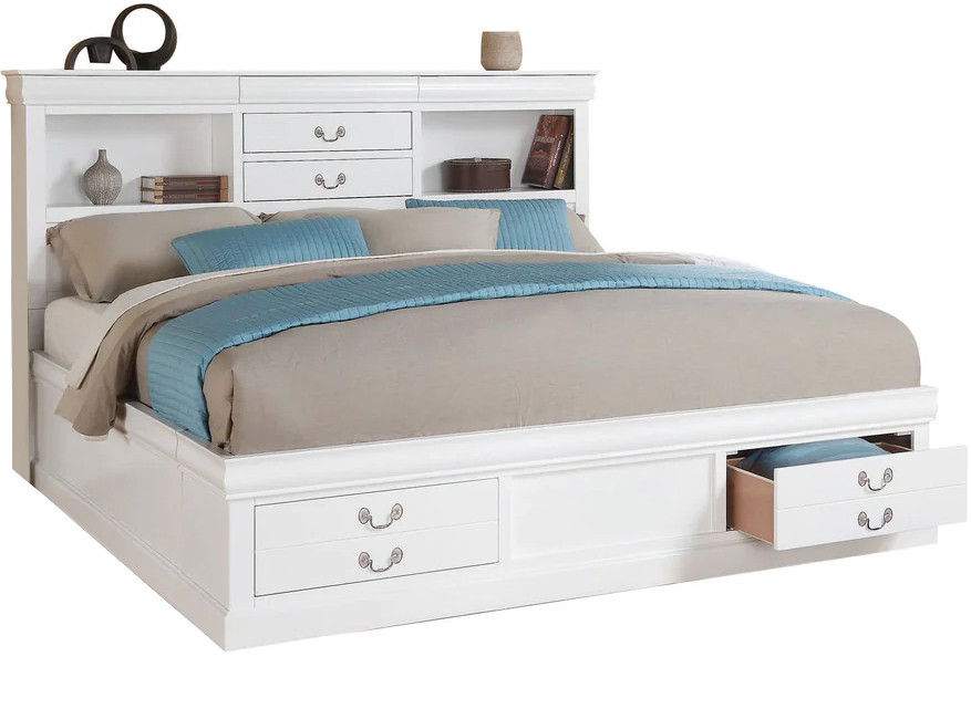 ELROID White Storage Platform Bed - CB Furniture