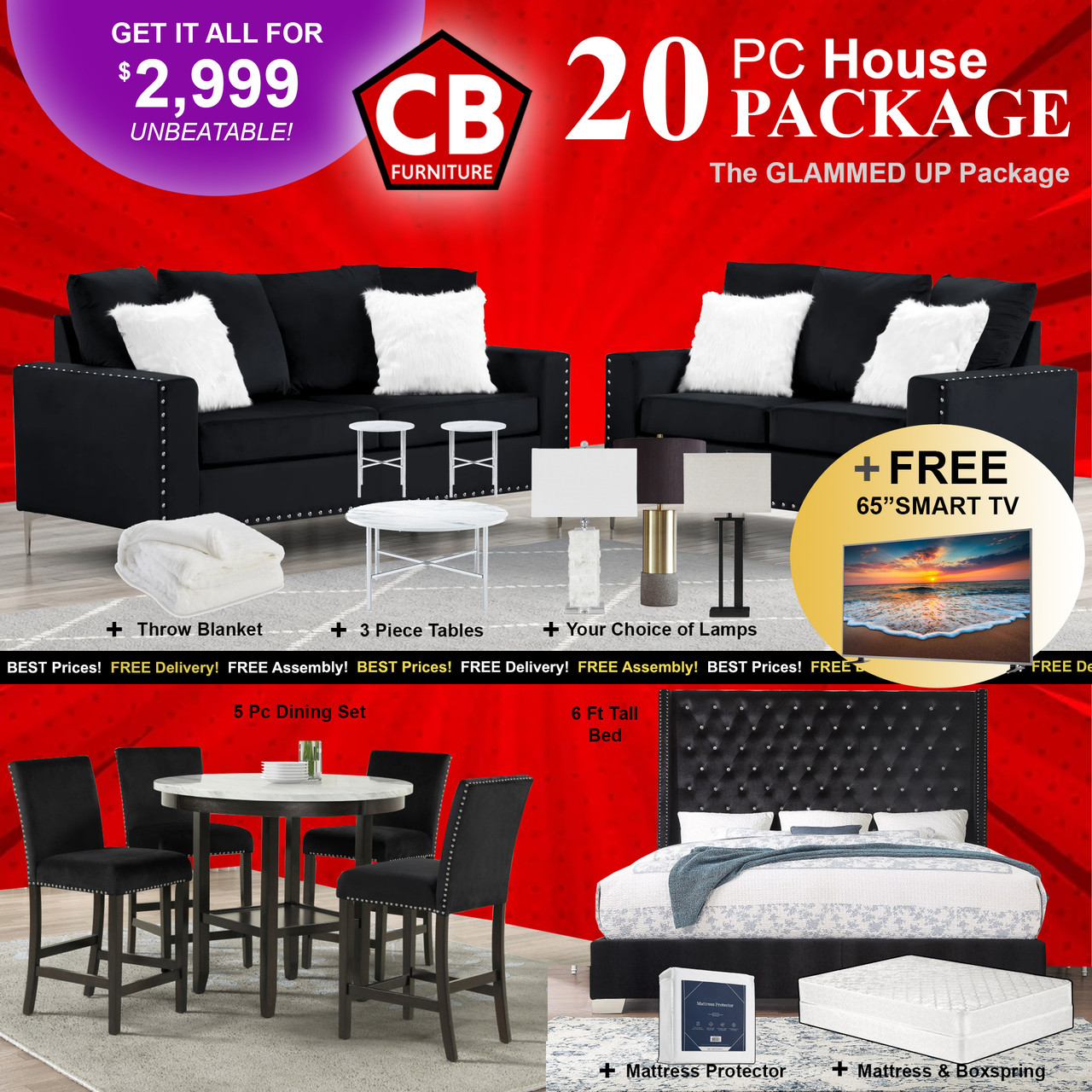 The GLAMMED UP 20 Piece Home Furniture Package - CB Furniture