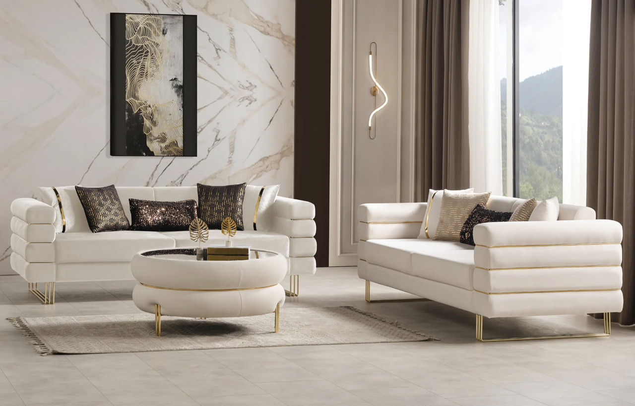 PORTOFINO Off White Sofa Loveseat CB Furniture