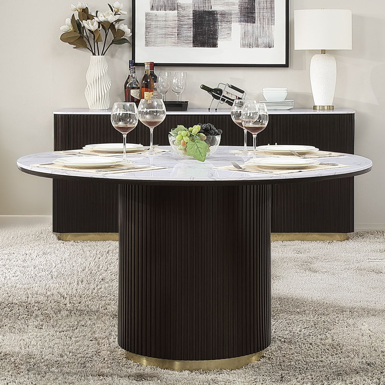 Thick marble dining table store