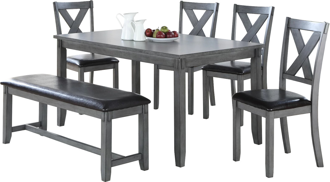 JANIE Gray 6 Piece Dining Set - CB Furniture