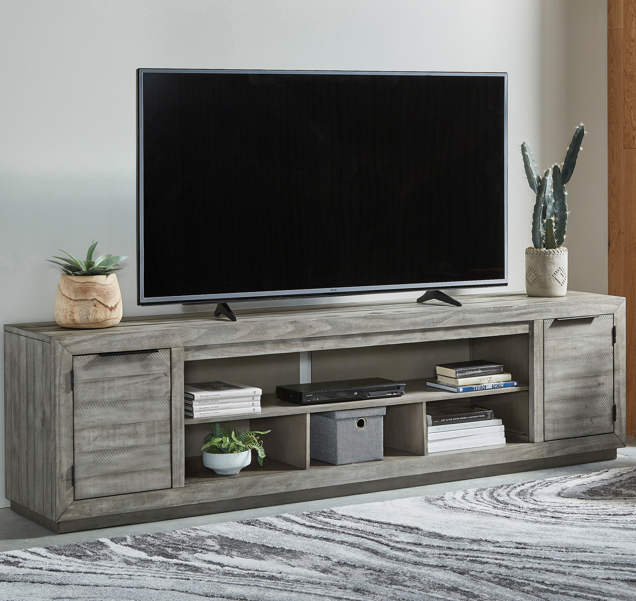 PERALTA Gray 92 Inch Wide TV Stand - CB Furniture