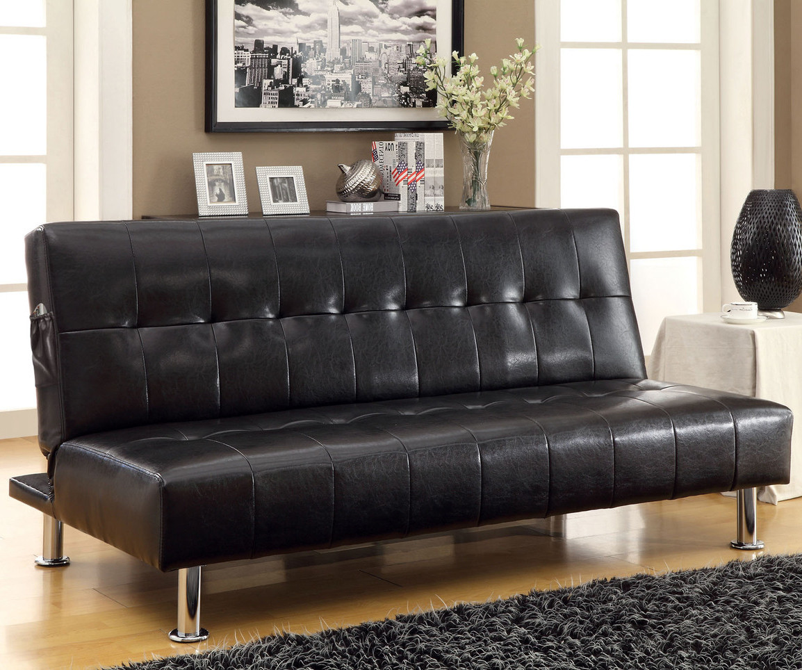 Slacker Black Sofa Bed with Side Pocket - CB Furniture