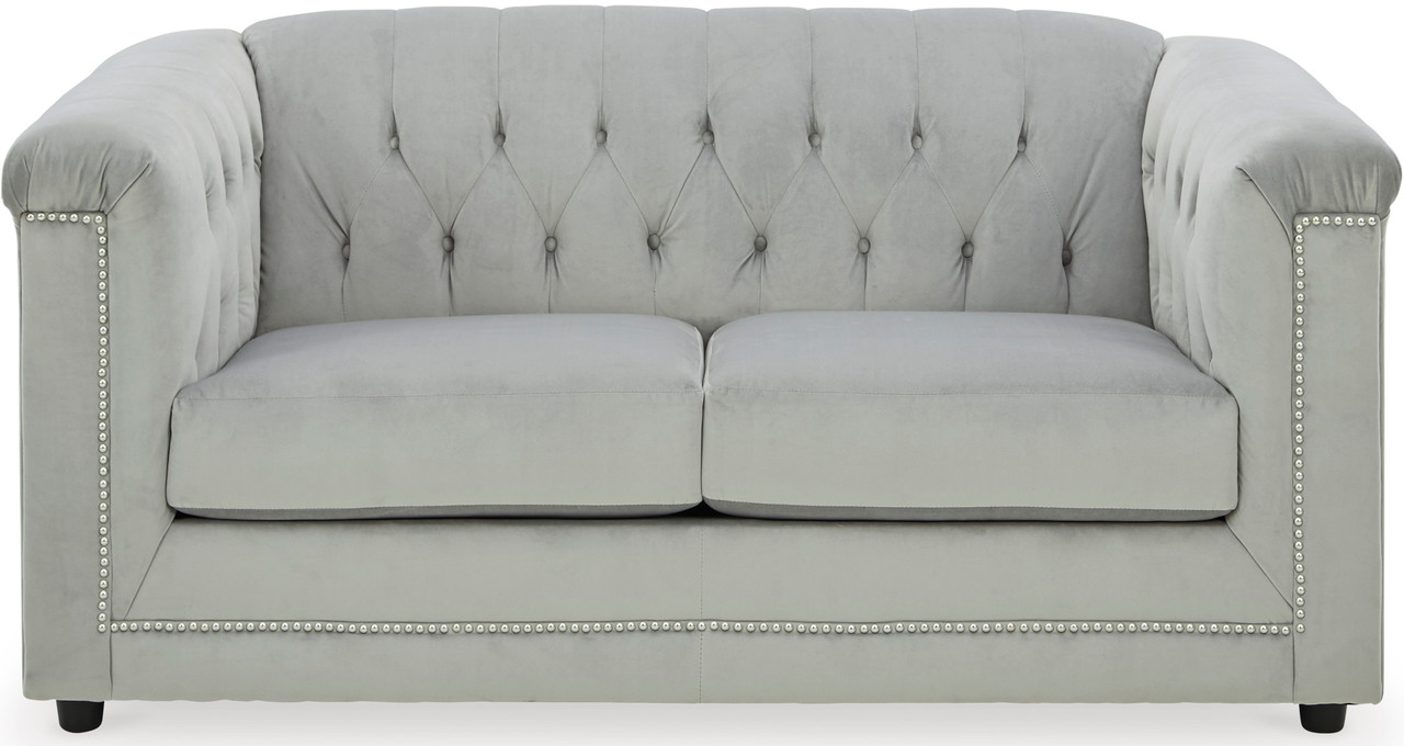 GEMINA Neutral Gray Velvet 66" Wide Loveseat - CB Furniture