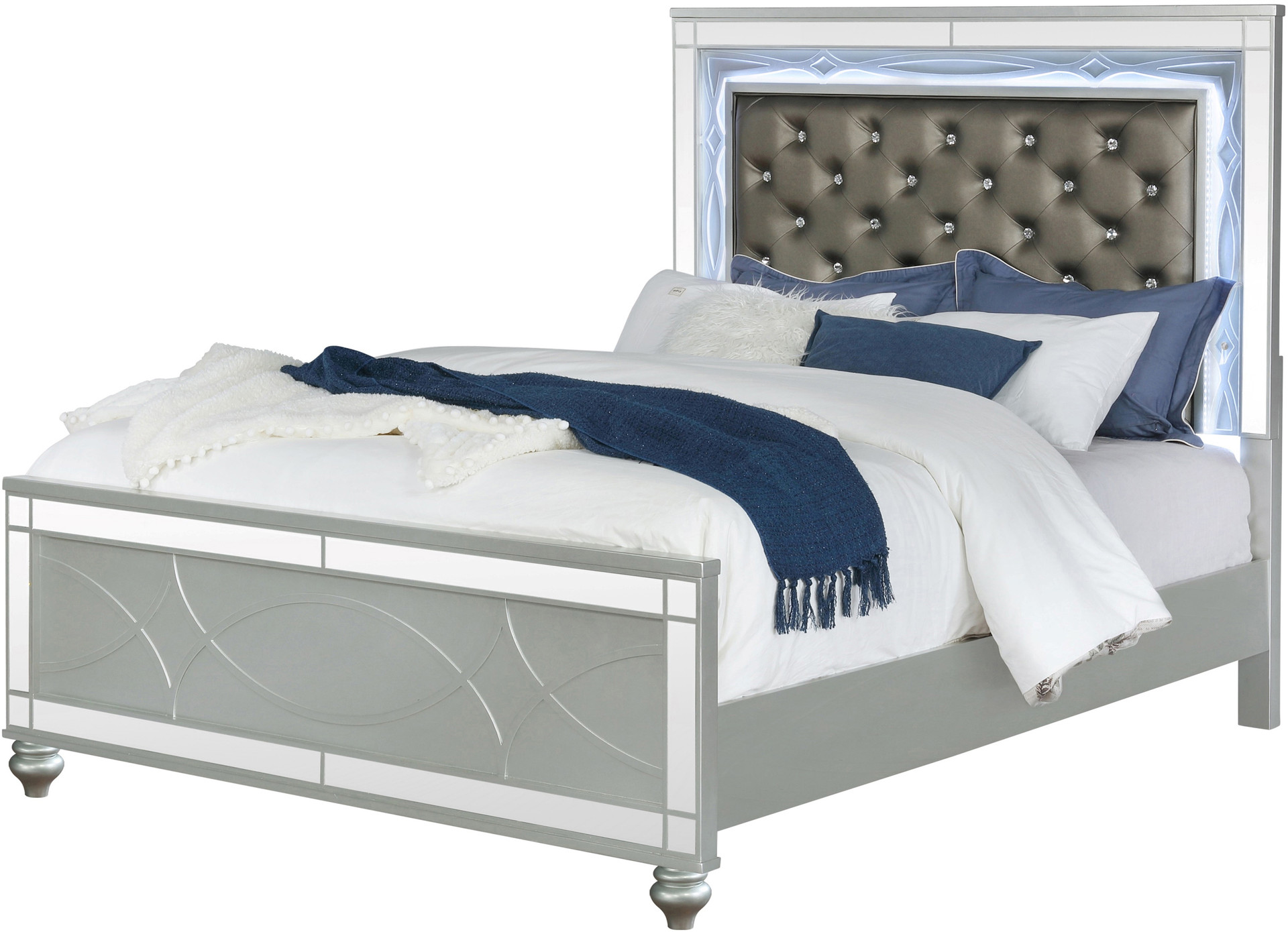 AZURA Silver Bedroom Set with LED Lighting - CB Furniture