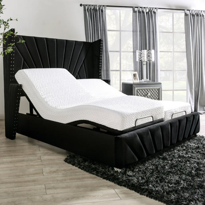 PUREZA Black Velvet Wingback Bed - CB Furniture