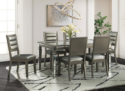 Harlem 7-Pc Mirrored Dining Set - CB Furniture