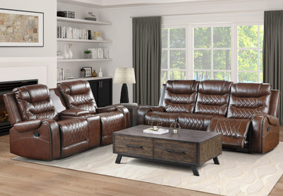 EMPEROR Brown Suede Reclining Sofa Loveseat CB Furniture
