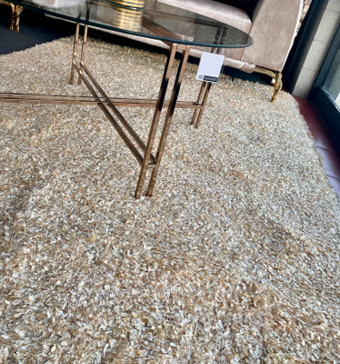 RITZY Gold 6' x 8' Shaggy Area Rug with Metallic Shimmer - CB Furniture