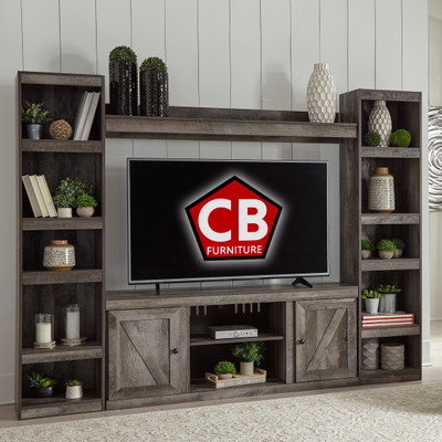 GAEL Gray 95" Wide Wall Unit (RTA) - CB Furniture