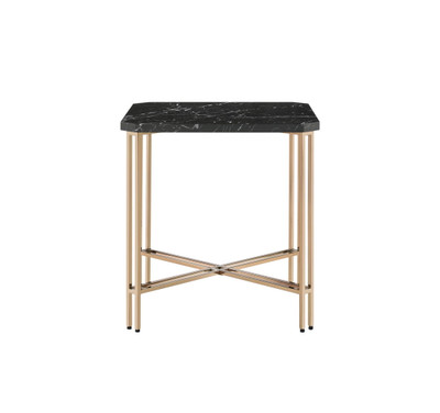 Daxton - Square End Table With Faux Marble Top - Black - CB Furniture