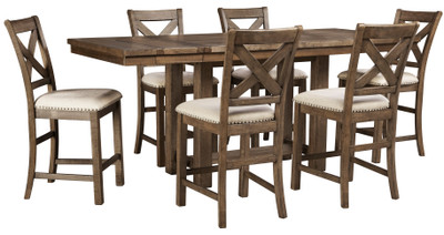 ALPINE Brown 7 Piece Counter Height Set - CB Furniture