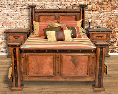 LONGVIEW Rustic/Copper Panel Bed - CB Furniture