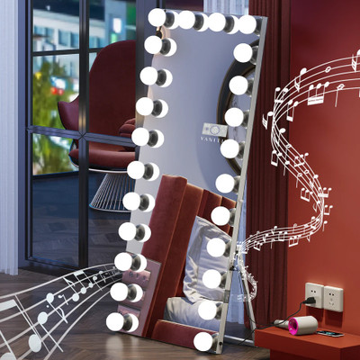 CONNELLY 32" x 69" LED Floor Mirror with Bluetooth - CB Furniture