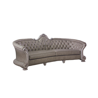Dresden - 43" Sofa With 5 Pillows - Synthetic Leather & Vintage Bone ...