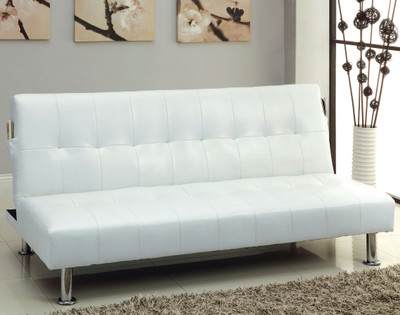 Slacker White Sofa Bed with Side Pocket - CB Furniture