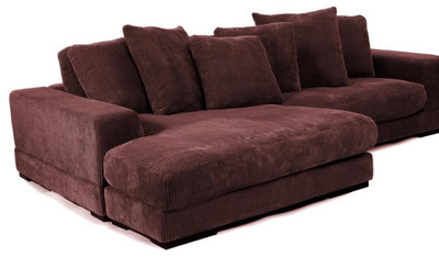 Francoise Reversible Dark Brown Corduroy Sectional - CB Furniture