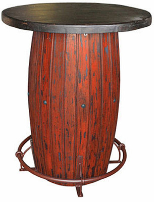 Red Rustic Round Bar Table - CB Furniture