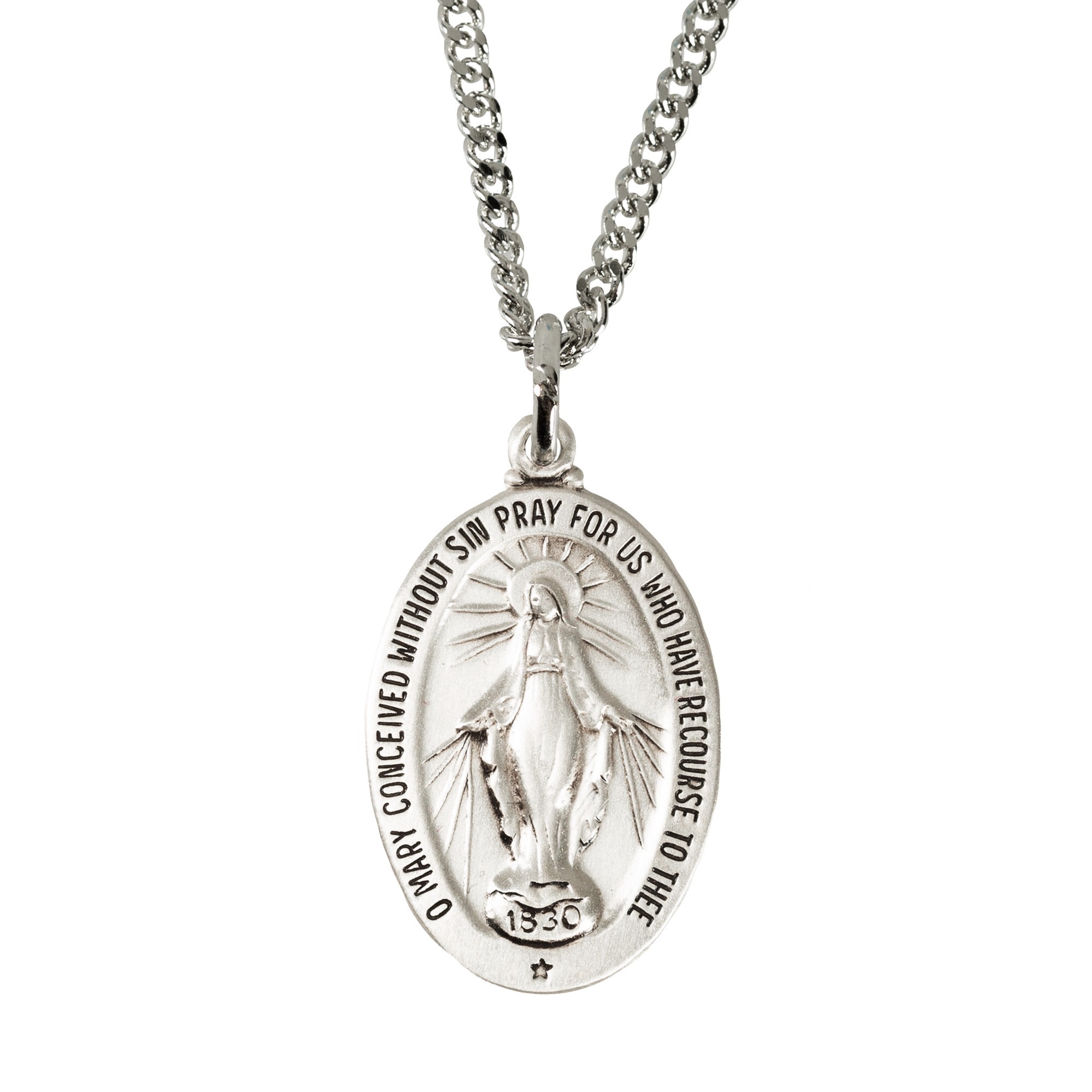Sterling Silver Miraculous Medal on 20 Chain