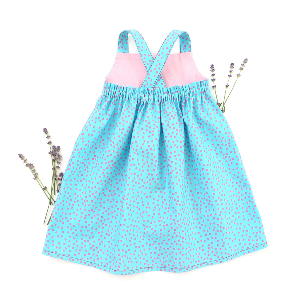 Barcelona baby pinafore dress PDF pattern. 0m-6y