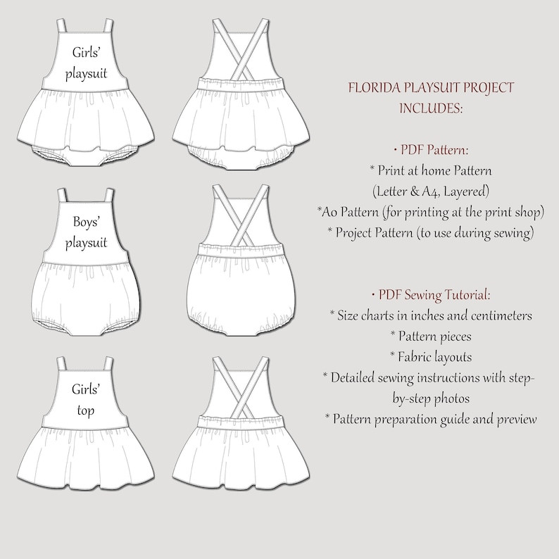 Baby Overall/Top PDF Sewing Pattern - 5Berries