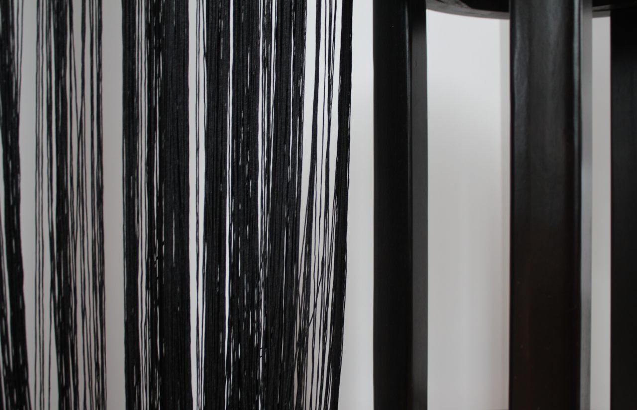 Black String Curtains - 3 Feet by 9 Feet