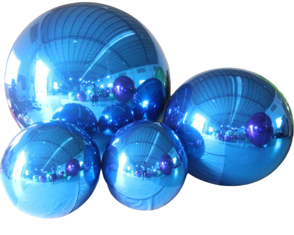 7 PCS PACK KIT Inflatable Silver Mirror Ball - Large Mylar Spheres