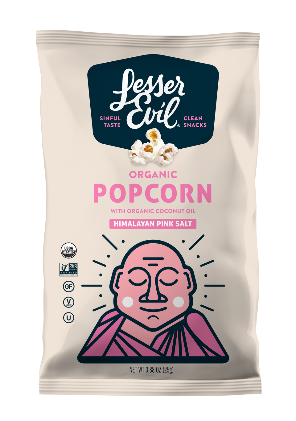 Lesser Evil, Himalayan Pink Salt Popcorn, .88 oz (18 count) - RocketDSD