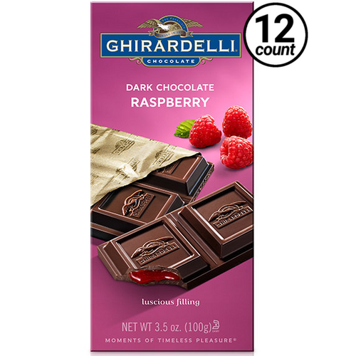 Ghirardelli Chocolate, Dark Chocolate & Raspberry, 3.5 oz. (12 Count ...