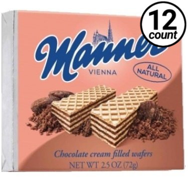 Manner Vienna, Chocolate Cream Filled Wafers, 2.54 oz. (12 Count ...