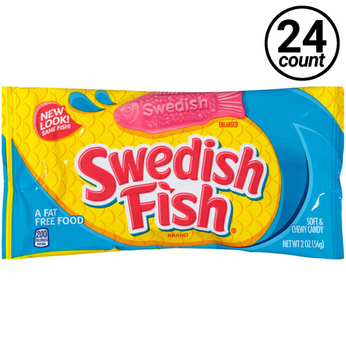 Cadbury Adams, Swedish Fish, Soft and Chewy Candy, Red, 2.0 oz. Bag (24 ...