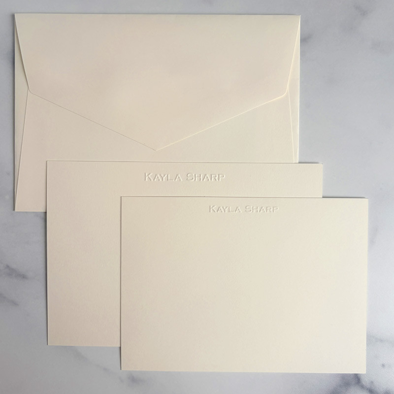 Xpress Personalized Flat Cards 100 Piece Set - Embossed Stationery ...