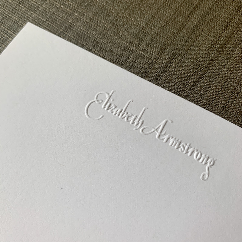 Personalized Script Flat Cards Embossed Stationery EG7061 ...