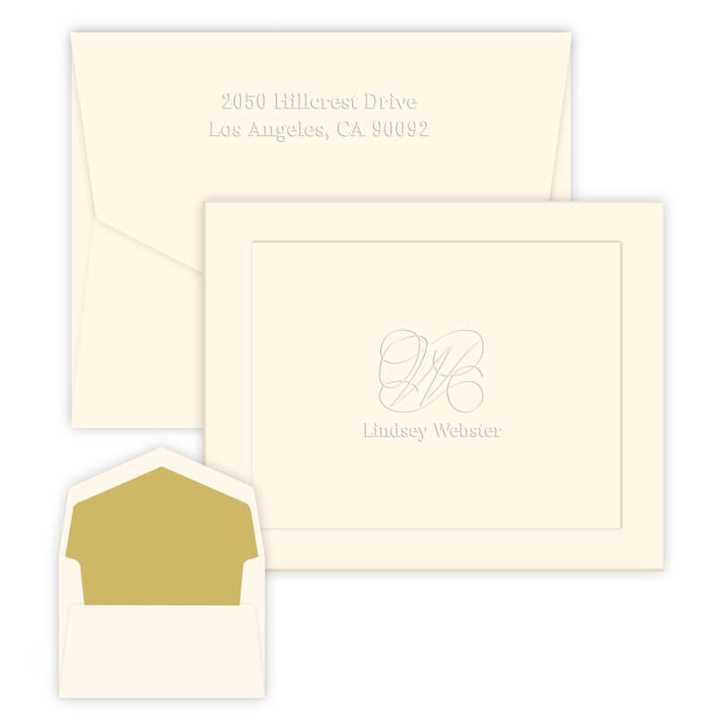 Single Initial & Embossed Name Fold Notes Embossed Stationery | EG7081 ...