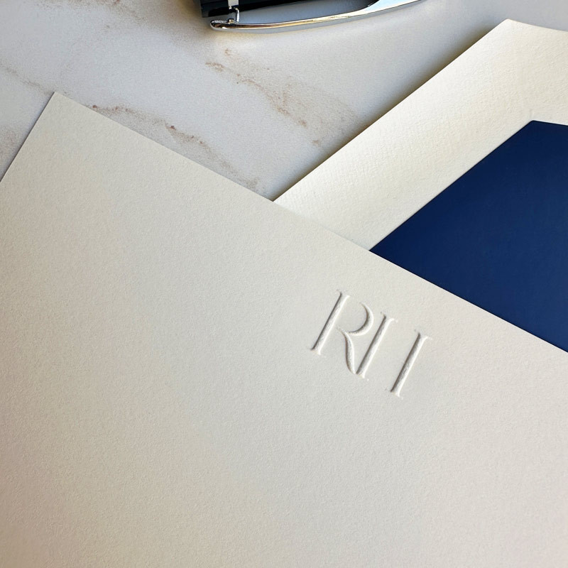 Your Logo Embossed on Flat Cards (4.5" x 6.25") - Optional Matte Ink ...