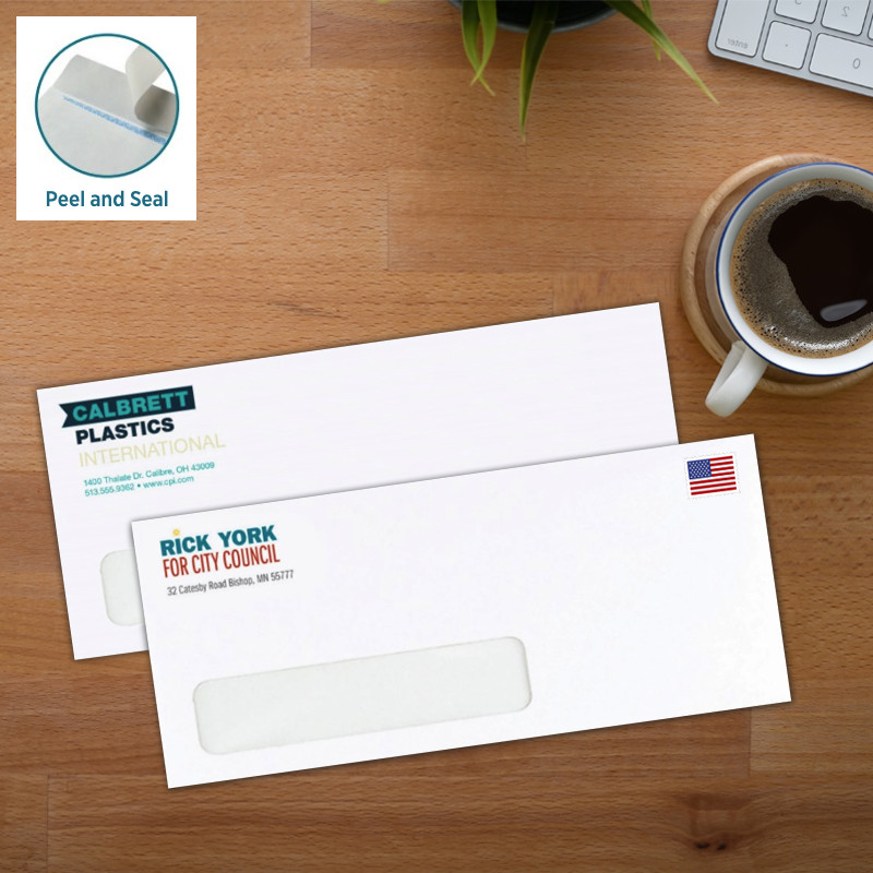 Fully Custom Personalized #10 Business Envelopes w/ Window & Peel ...