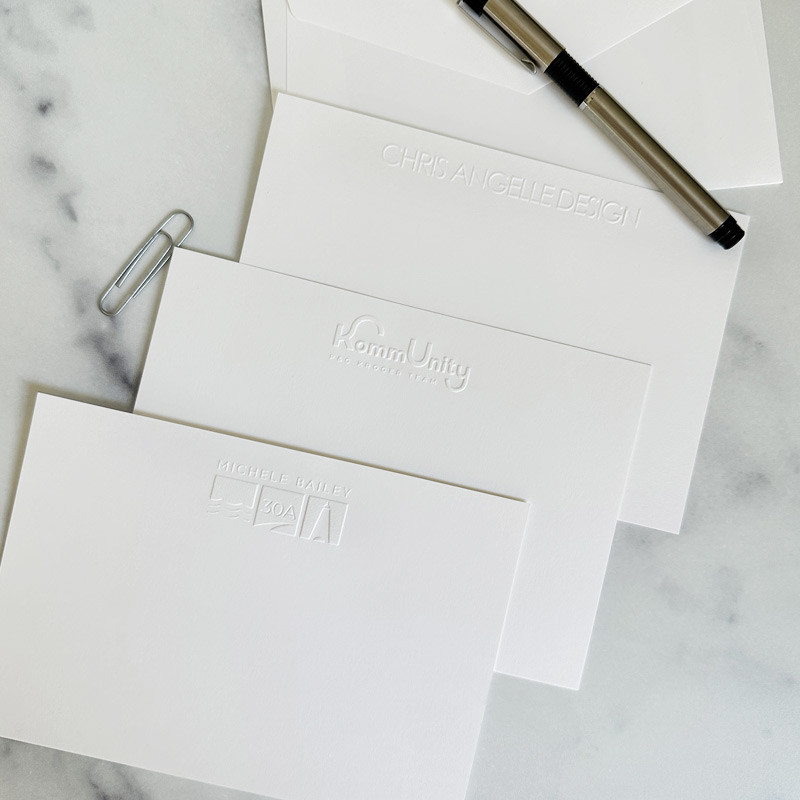 Your Logo Embossed Flat Cards with Optional Border | EG5066 ...
