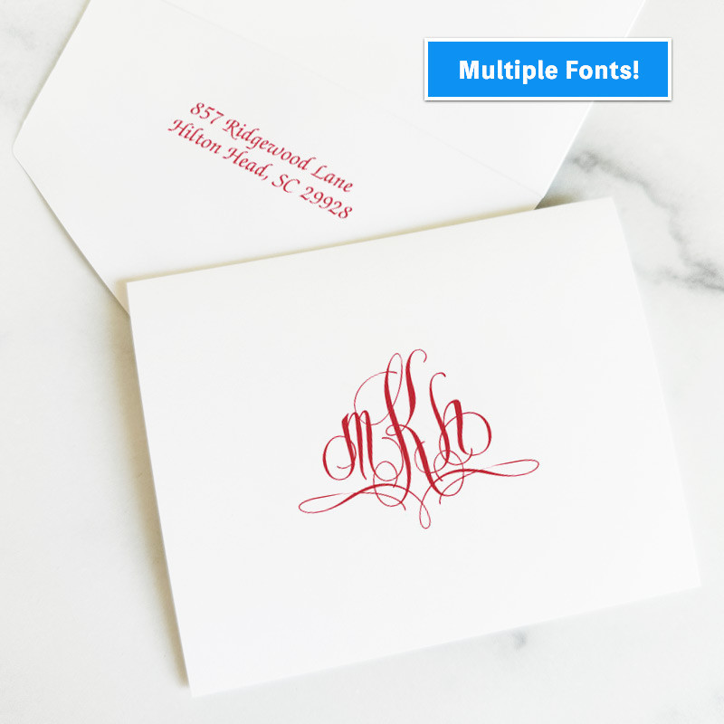 Del Mar Monogrammed Personalized Fold Notes - Flat Ink Stationery ...