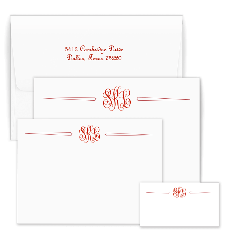 150 Piece Monte Monogrammed Stationery Set - Raised Ink Stationery ...