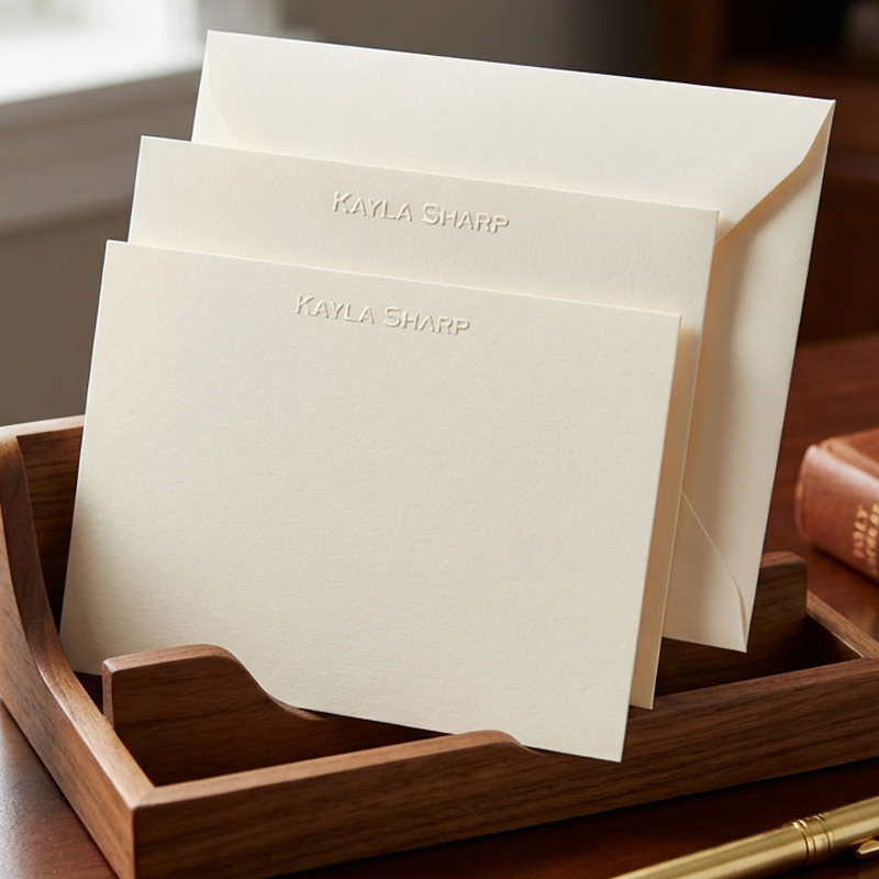 Xpress Personalized Flat Cards 100 Piece Set - Embossed Stationery ...