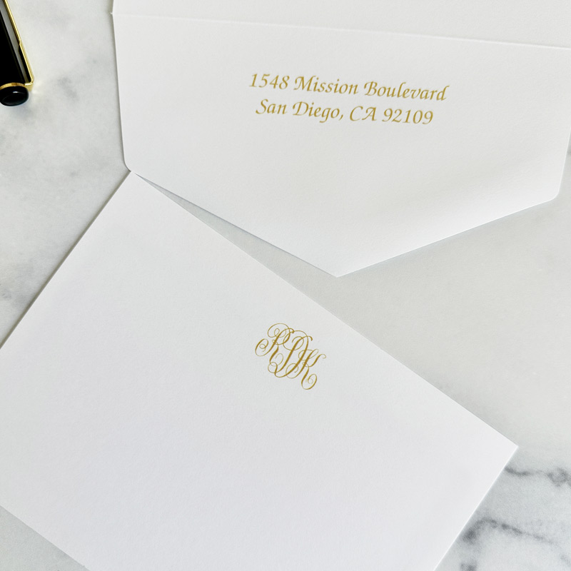 Del Mar Monogrammed Flat Cards - Flat Ink Stationery | EGD3410 ...