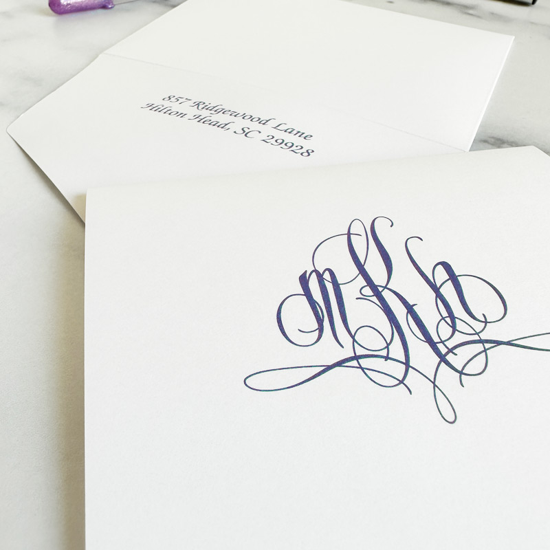 Del Mar Monogrammed Personalized Fold Notes - Flat Ink Stationery ...