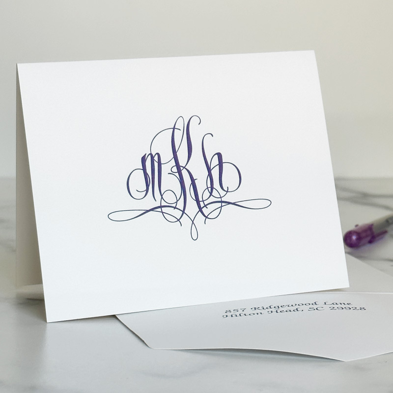 Del Mar Monogrammed Personalized Fold Notes - Flat Ink Stationery ...