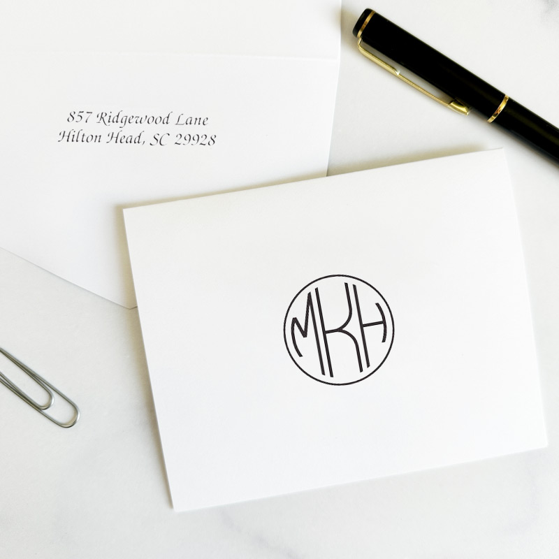 Del Mar Monogrammed Personalized Fold Notes - Flat Ink Stationery ...
