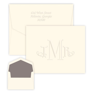3 Initials Monogrammed Fold Notes - Embossed Stationery | EG3423 ...