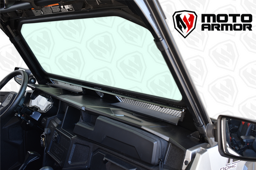 Vented Full Glass Windshield For Polaris General Black Moto Armor